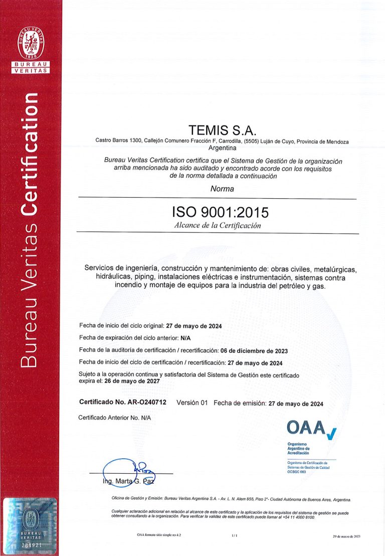 Cerfificaciones – Temis SA